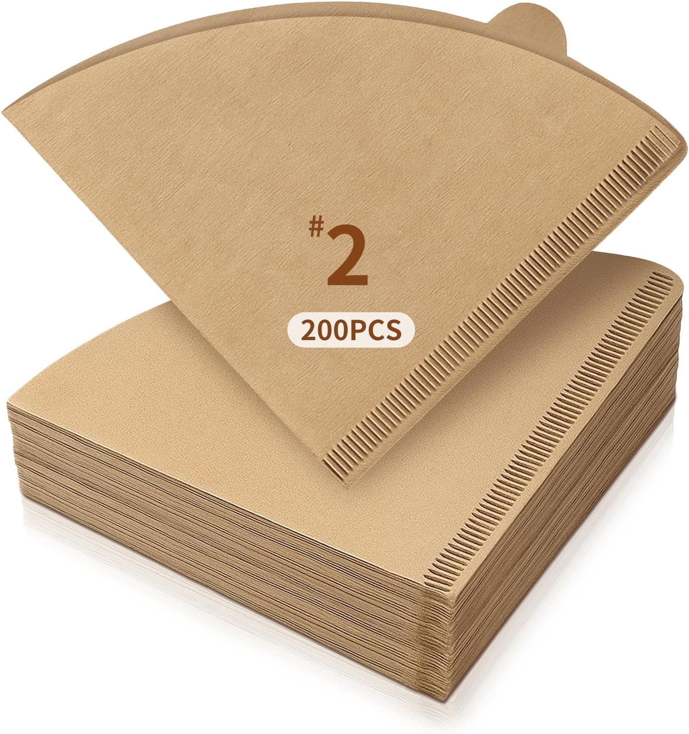 200 Count #2 Cone Coffee Filters, Disposable Natural Unbleached Paper ...
