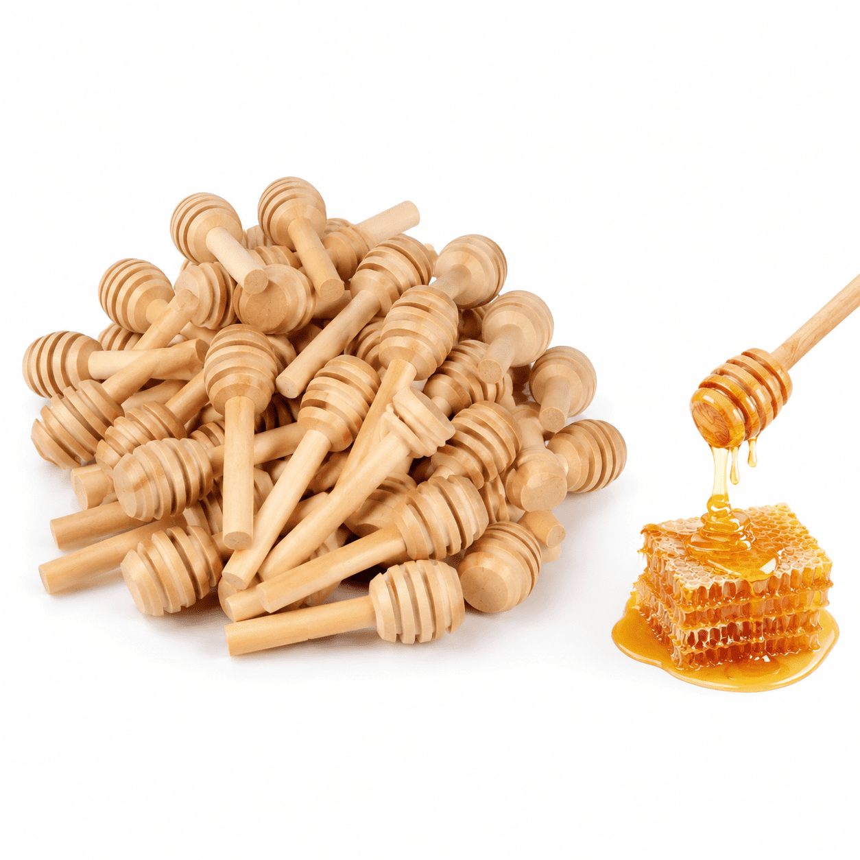 200 Count 3 Inch Mini Wooden Honey Dipper Sticks For Jar Drizzle And ...