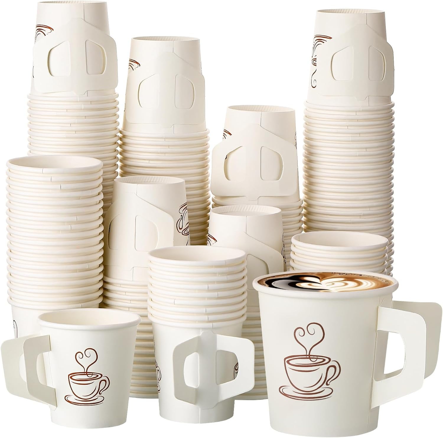 200 Count 4 oz Disposable Espresso Paper Cups Bulk with Handle, Ideal ...