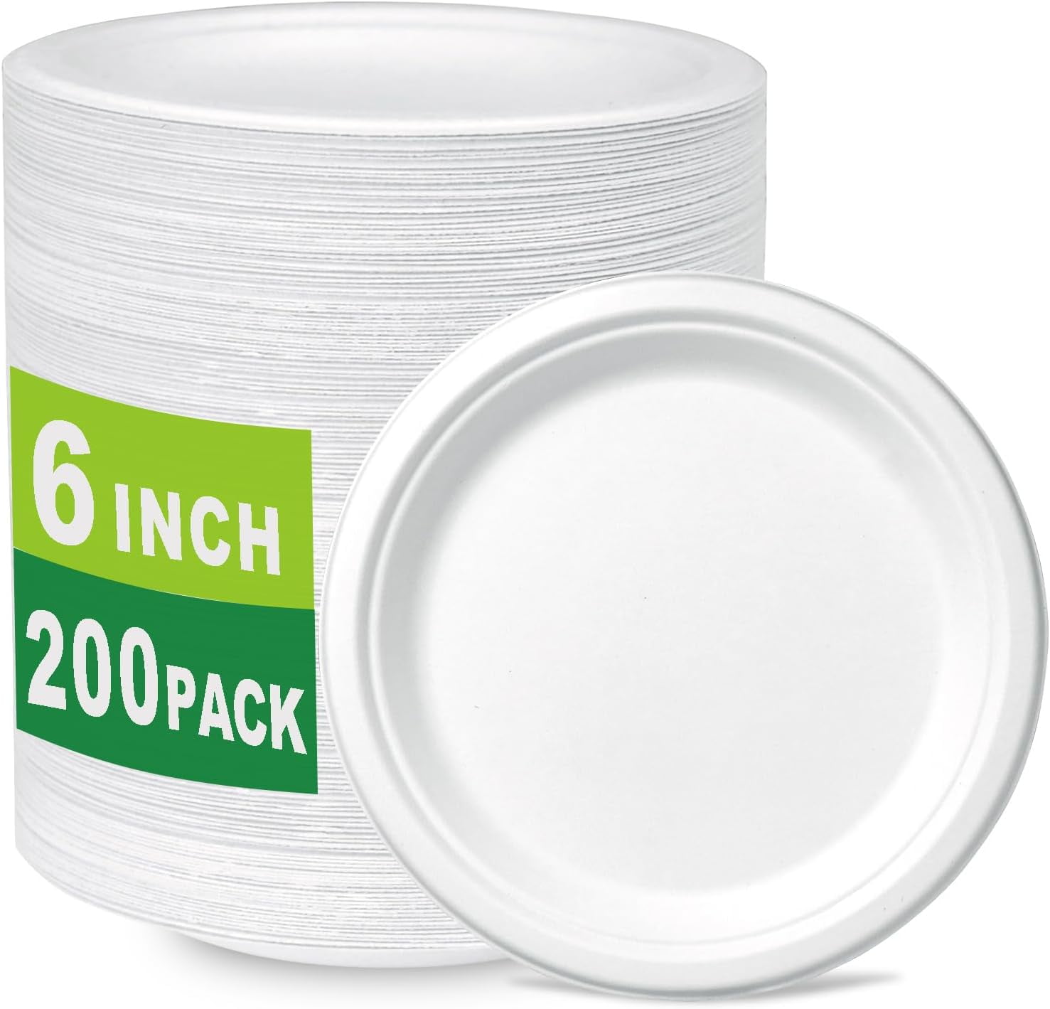 200 Count 6 Inch Small Heavy Duty Compostable Dessert Plates ...