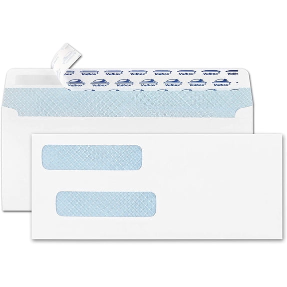 200 Count #8 Double Window Envelopes 3 5/8" x 8 11/16" Flip and Seal ...