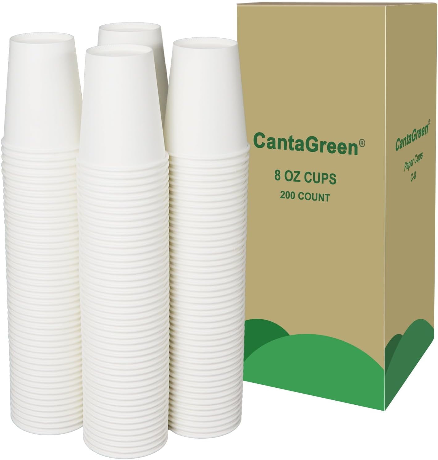 200 Count 8 OZ Heavy-duty White Paper Coffee Cups, Disposable Hot and ...