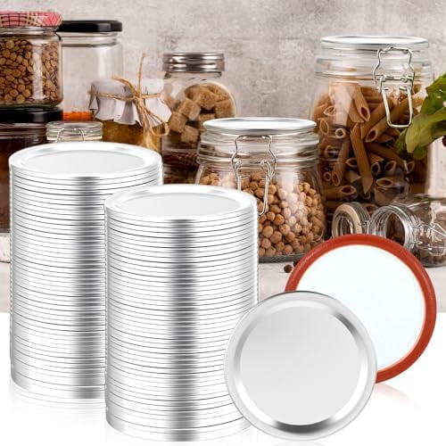 200 Count Canning Lids Regular Mouth with Silicone Seals Rings, 70mm ...