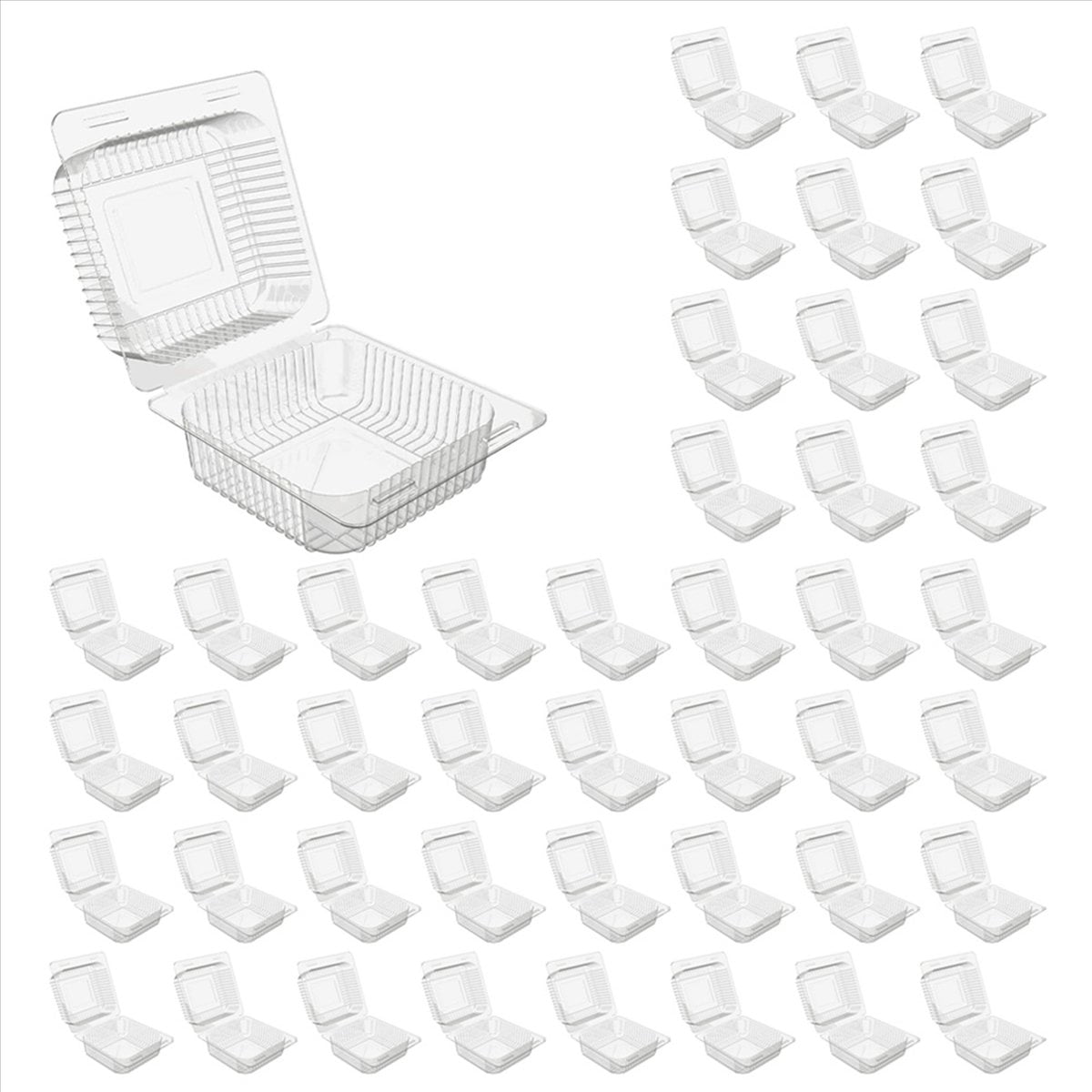 200 Count Clear Plastic Hinged Clamshell Takeout Tray Food Clamshell ...