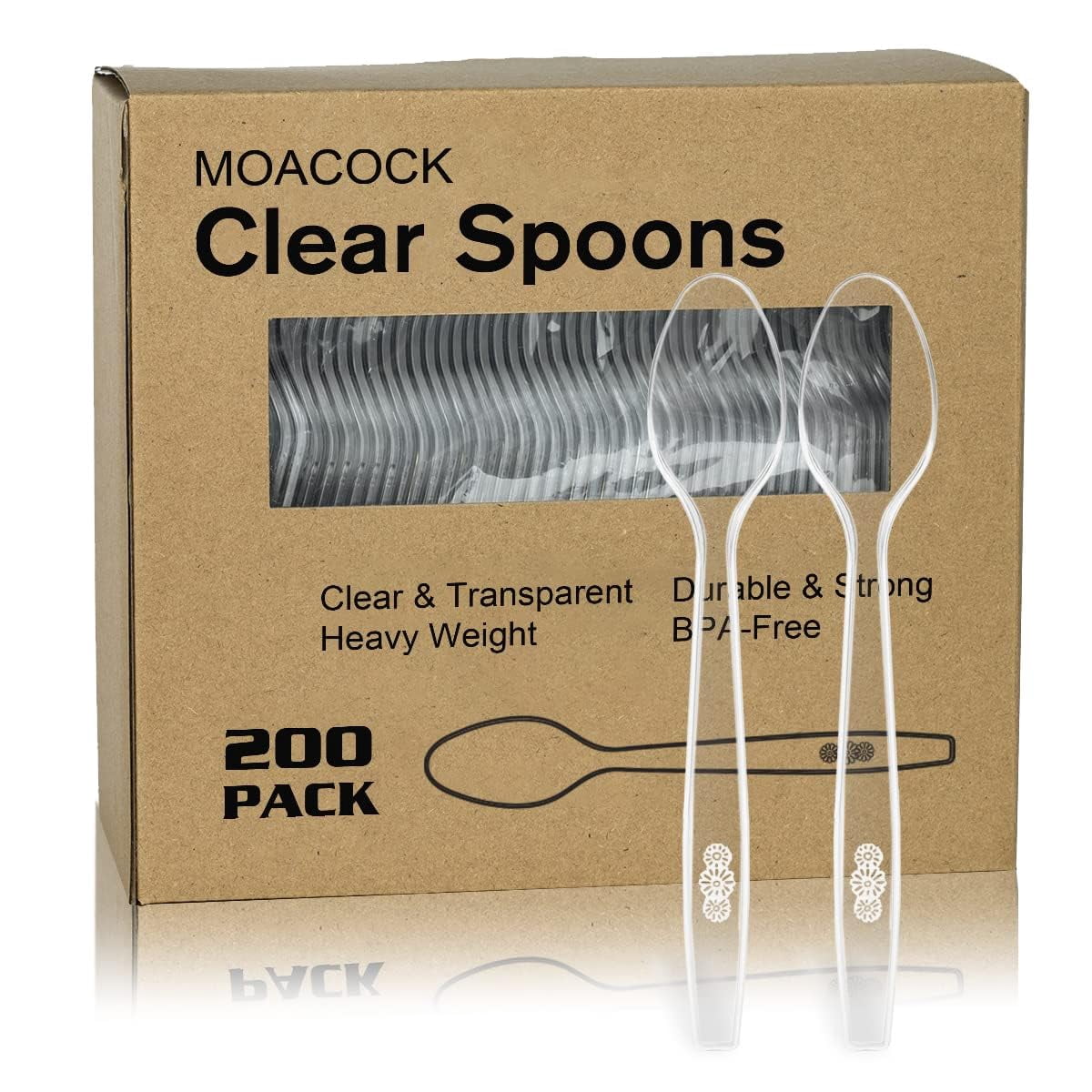 200 Count Clear Plastic TSF6 Spoons, Heavy Weight Disposable Spoons ...