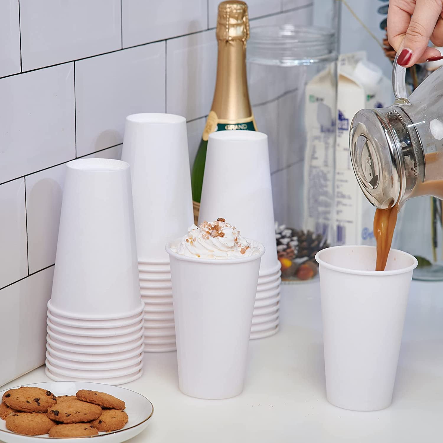 200 Count Coffee Cup Lids, 3.54'' Disposable Plastic Lids and 210 Pack ...