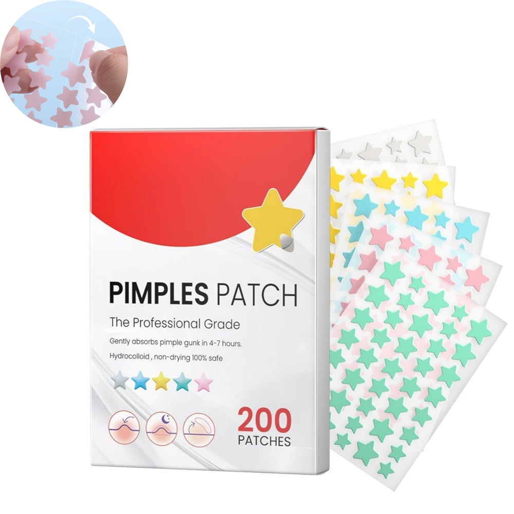200 Count Cute Star Hydrogel Acne Patches,Colorful Zit Covers,Facial ...