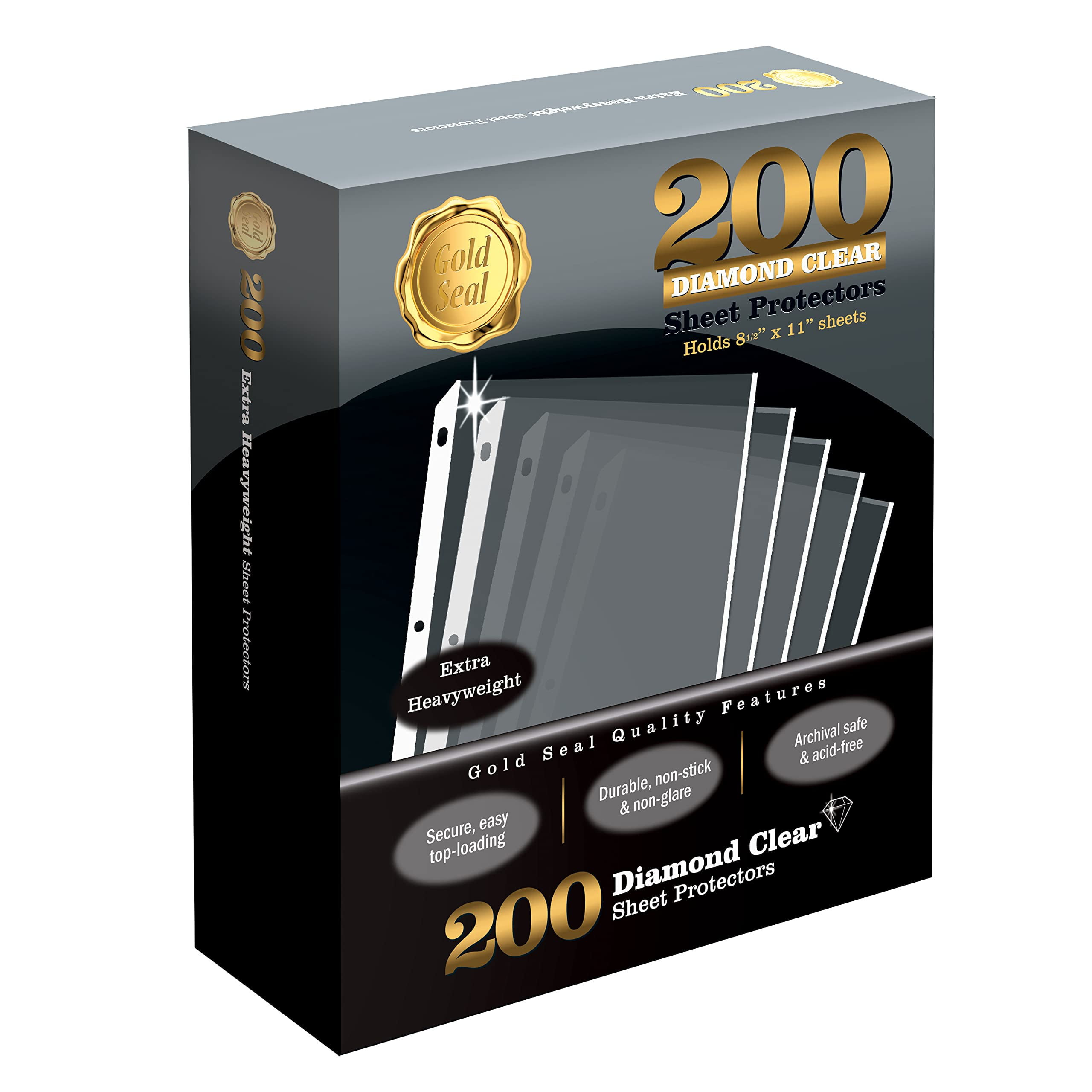 Gold Seal 200 Count Diamond Clear Extra Heavyweight Sheet Protectors, 8 ...