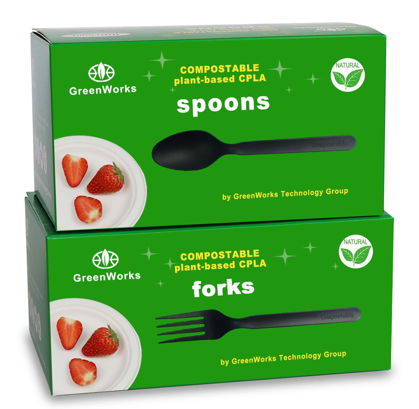 200 Count Heavy-duty Compostable 100 Forks and 100 Spoons, BPI ...