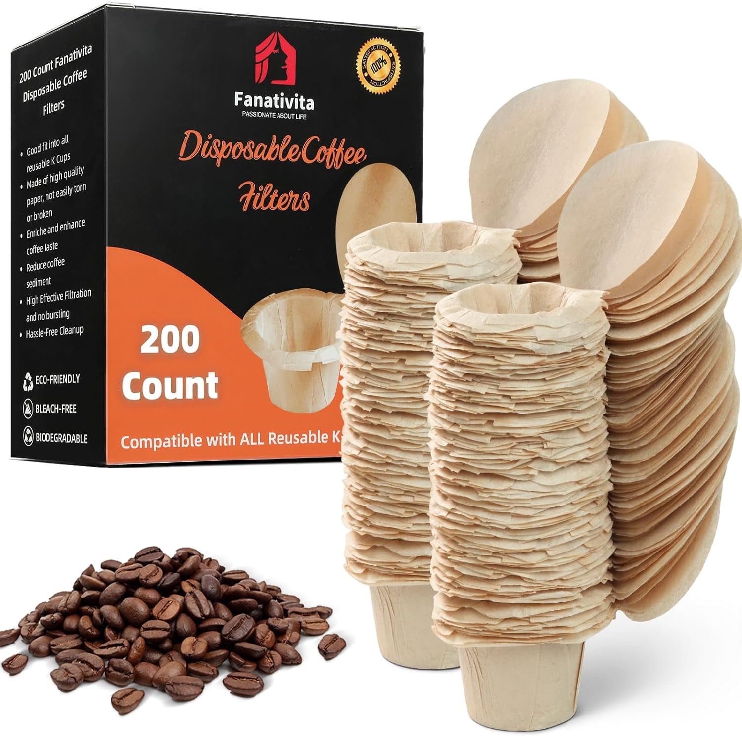 200 Count K Cup Filters Disposable with Genius Lid Design, Fit All ...