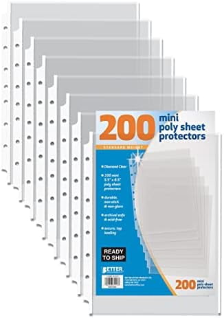 200 Count Poly Sheet Protectors, Standard Weight, Diamond Clear, 5.5" x ...