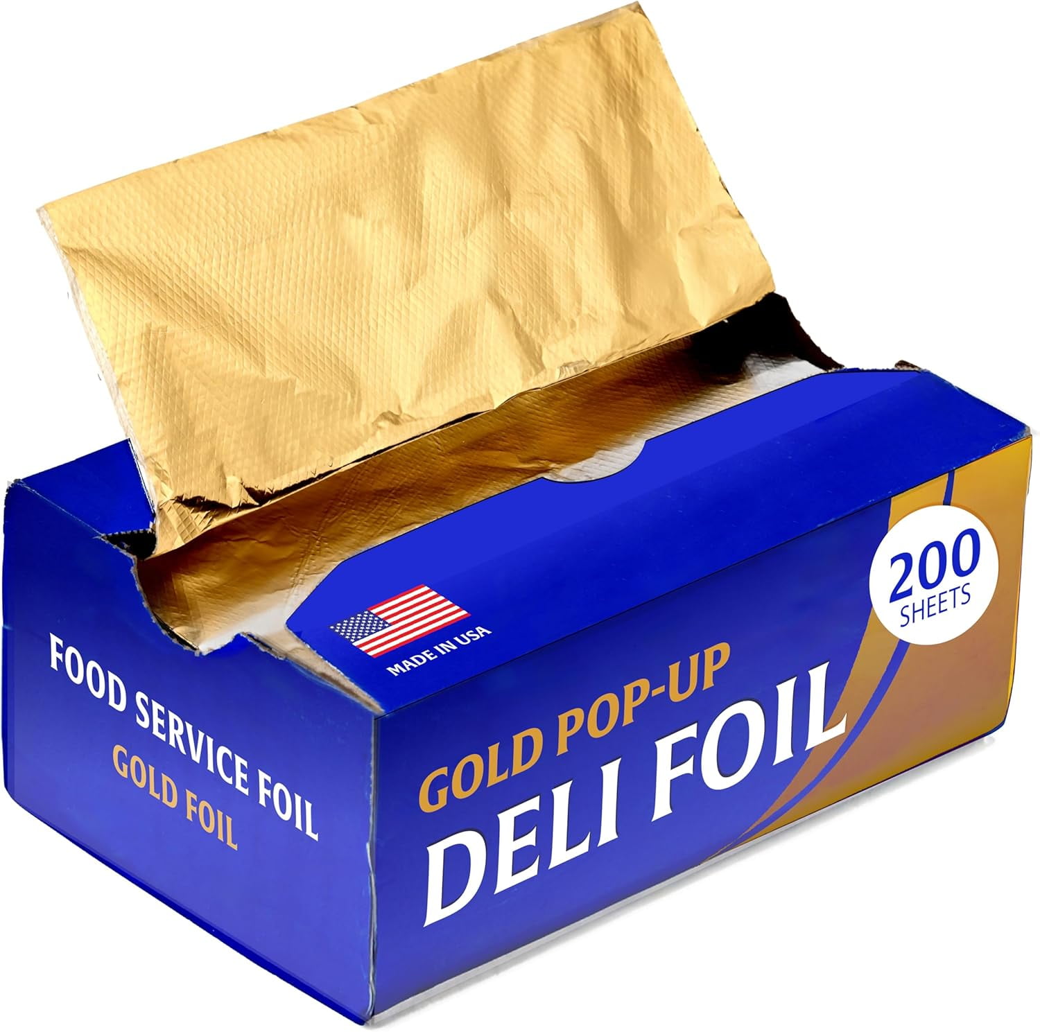 200 Count Pre-Cut Pop Up Wraps, 9” Gold Disposable Wrappers for Food or ...