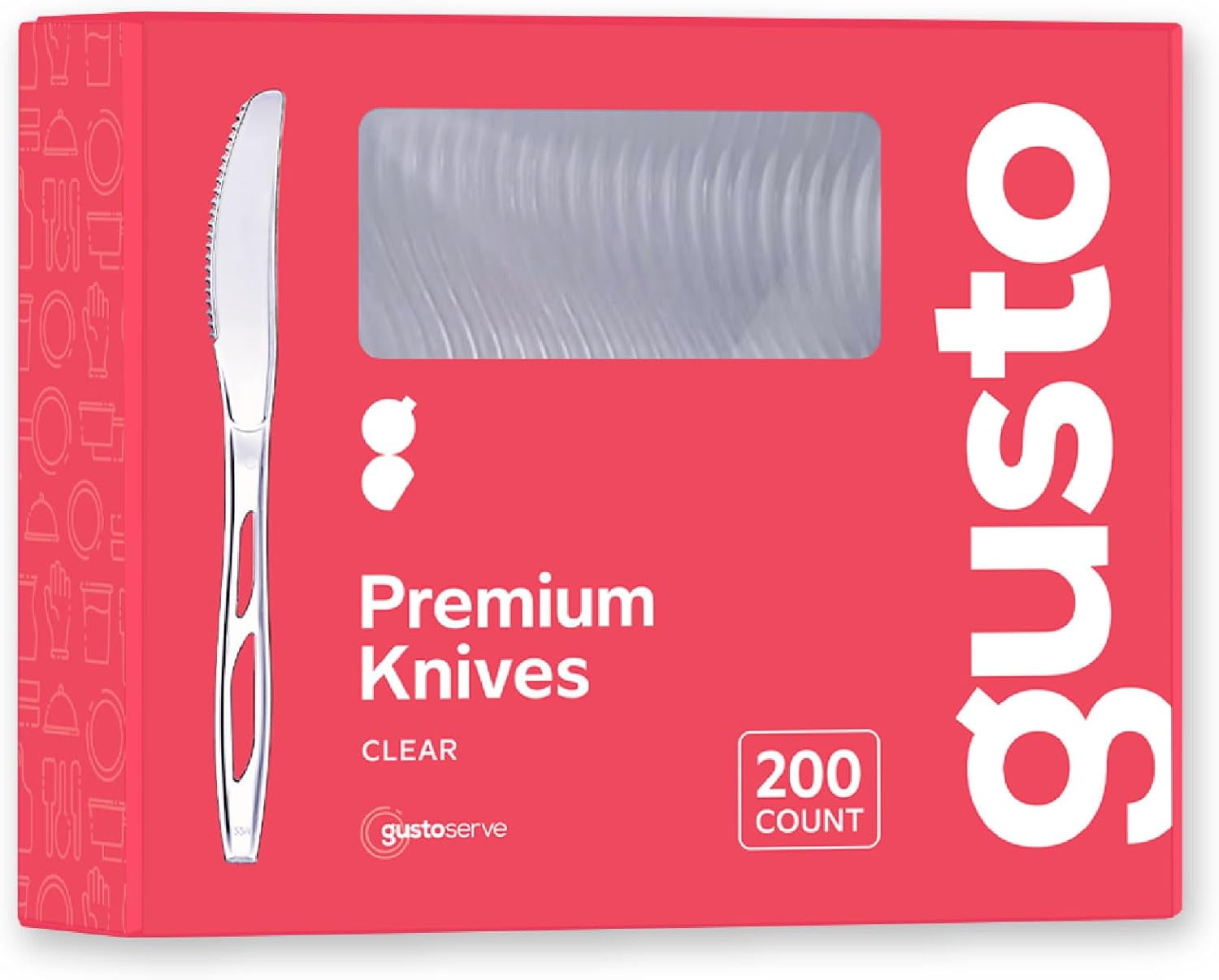 200 Count Premium Heavyweight Disposable Knives - Clear Plastic Knives ...