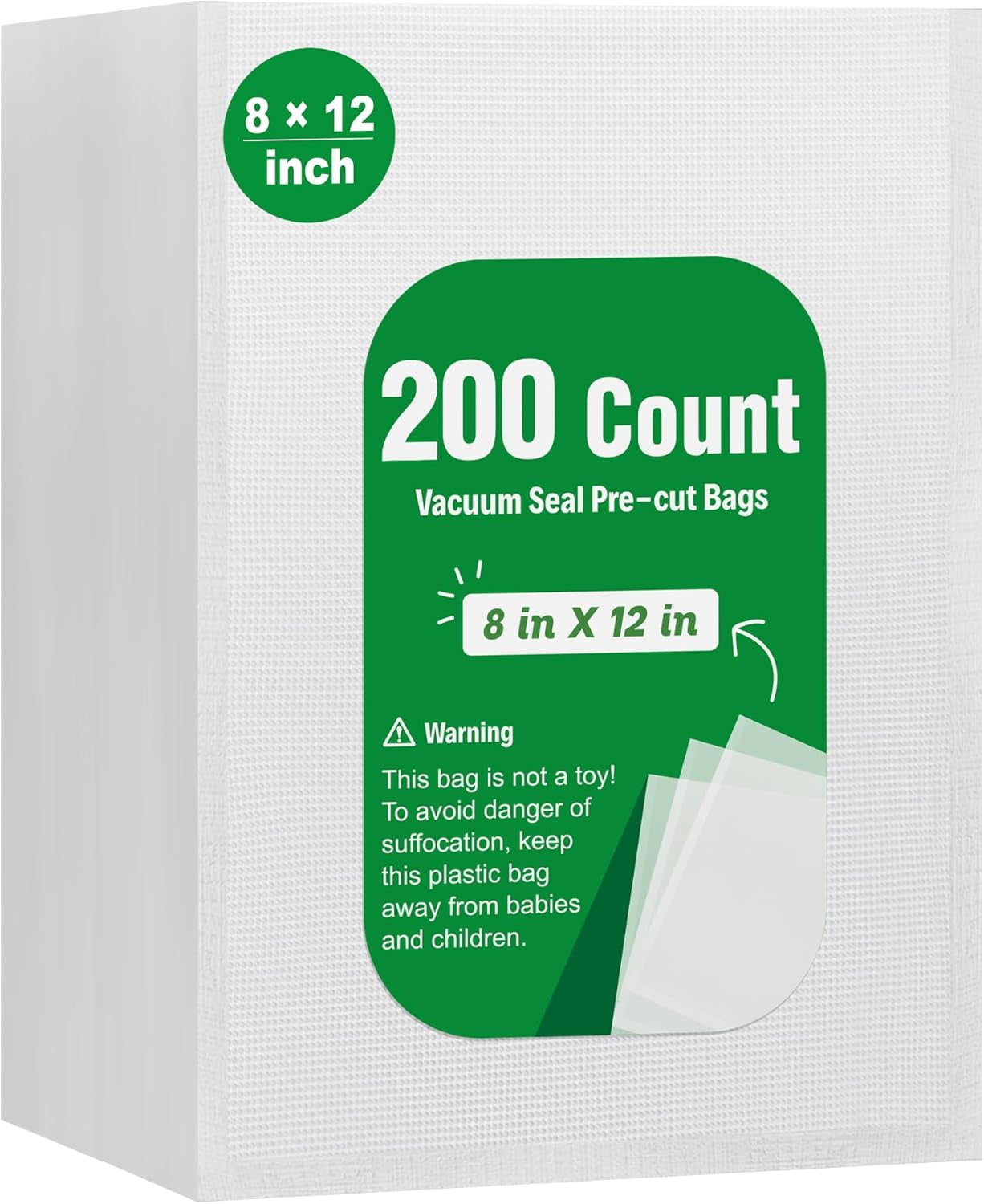 200 Count Vacuum Sealer Bags Quart 8 x 12 inch for Seal a Meal ...