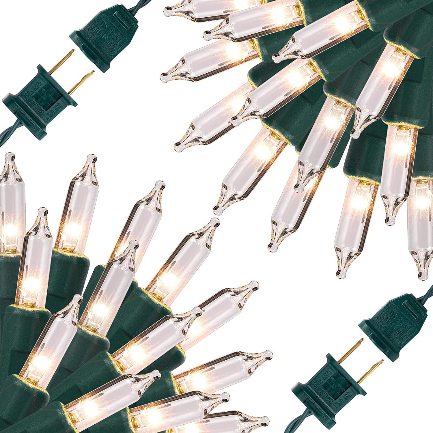 200 Counts Christmas Lights 53Ft, 2 Sets of 100 Mini Lights 26.5 Feet ...