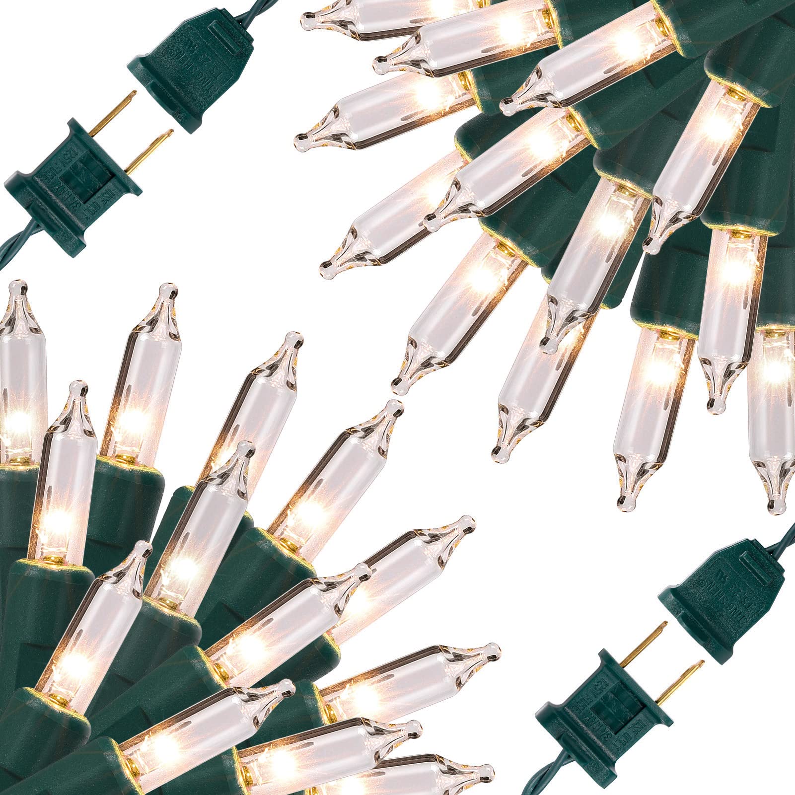 200 Counts Christmas Lights 53Ft, 2 Sets of 100 Mini Lights 26.5 Feet ...