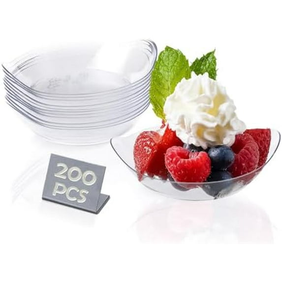 200 Ct Mini Dessert Plates, 3-1/8 x 2-5/8 Inches Clear Disposable ...