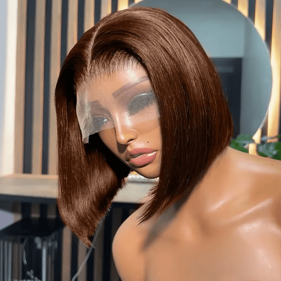 200 Density Short Bob 13x4 HD Transparent Lace Front Human Hair Wig ...