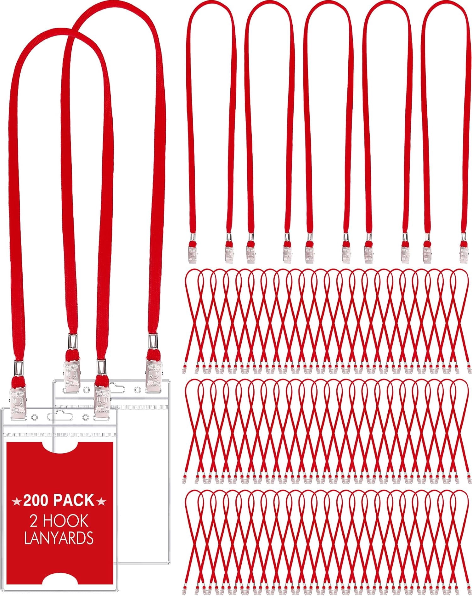 200 Double Clip Lanyards Lanyard Twist 2 Hook Design Adjustable Badge ...