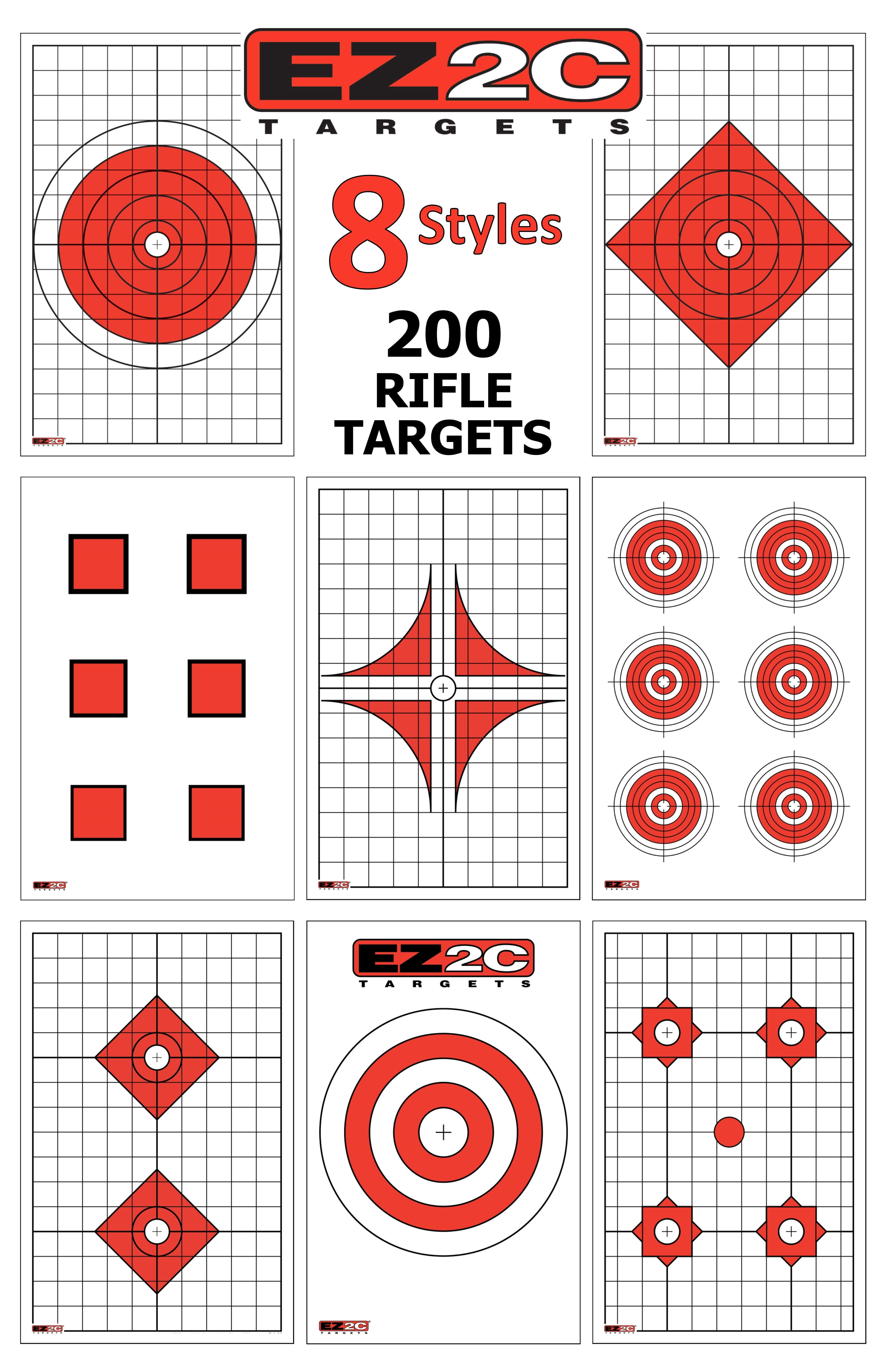 200 EZ2C Paper Shooting Targets - Eight Popular Styles Made in USA ...