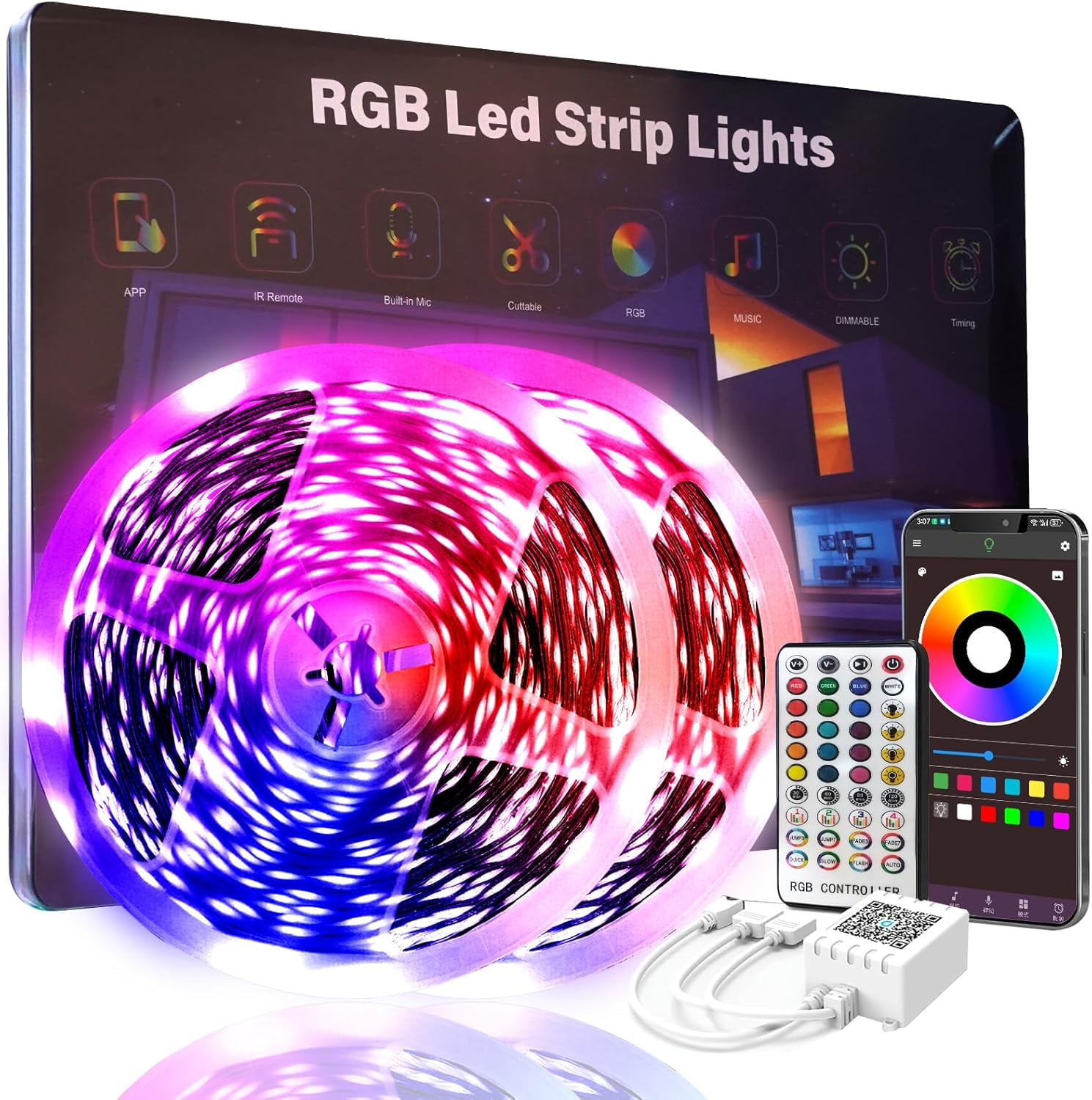 200 FT Led Lights for Bedroom, Music Synchronized Smart Led Strip ...
