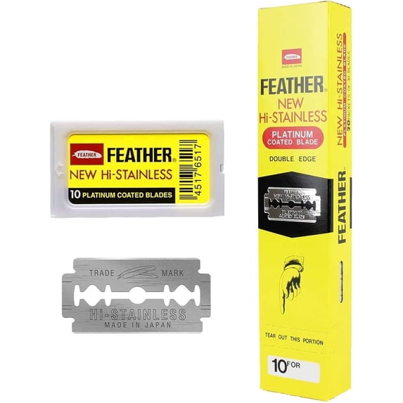 Feather Razor Blades, 200 Double Edge Stainless Steel, Made in Japan ...