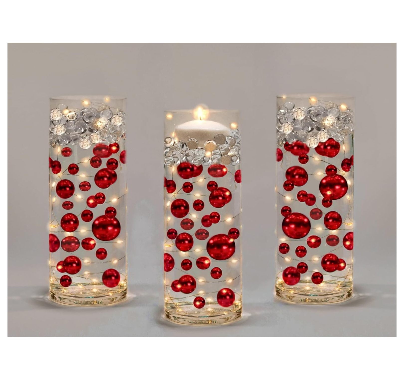 200 Floating Red Pearls with Sparkling Red Gems-Fills 4 Gallons of The ...