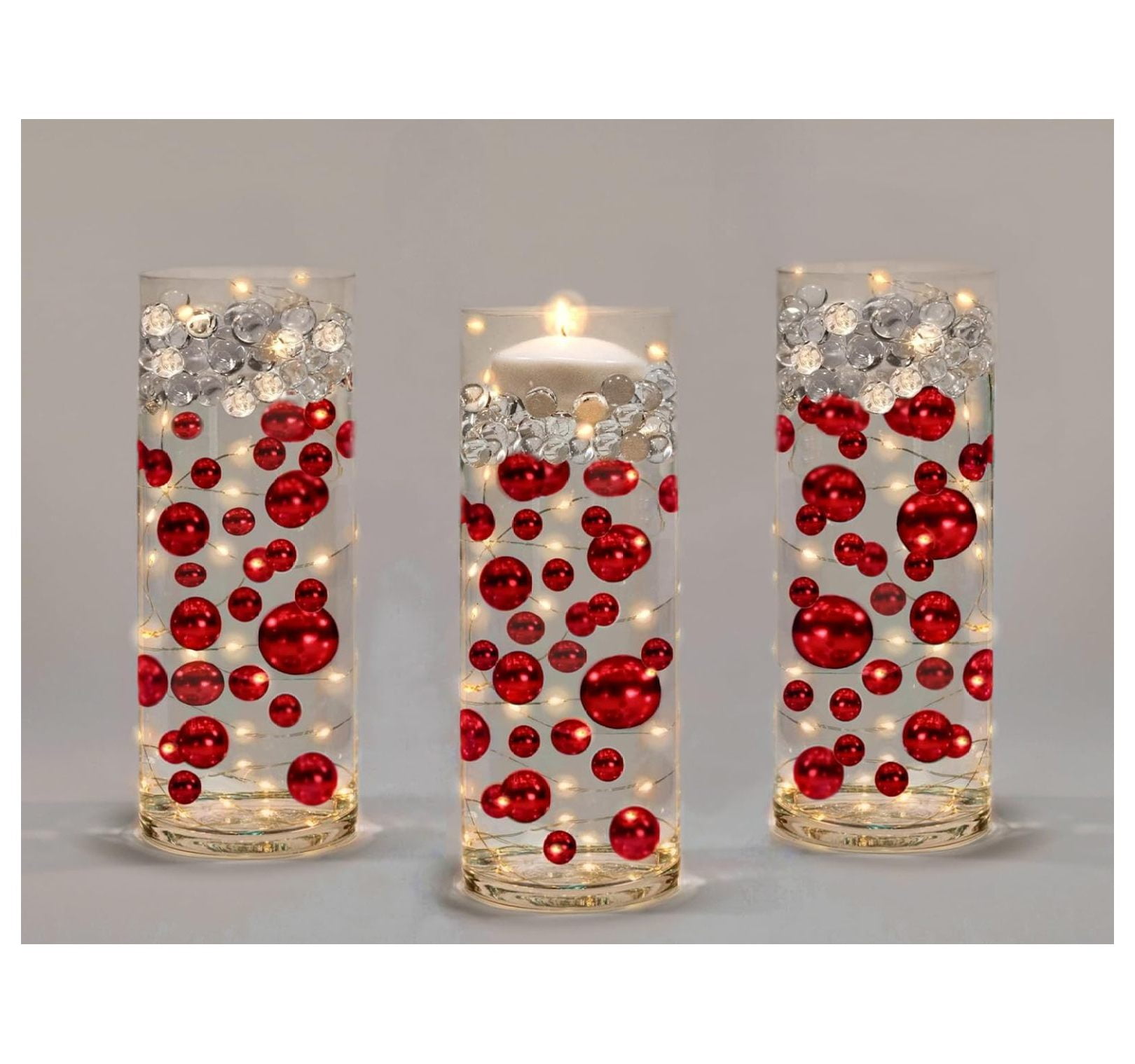 200 Floating Red Pearls with Sparkling Red Gems-Fills 4 Gallons of The ...