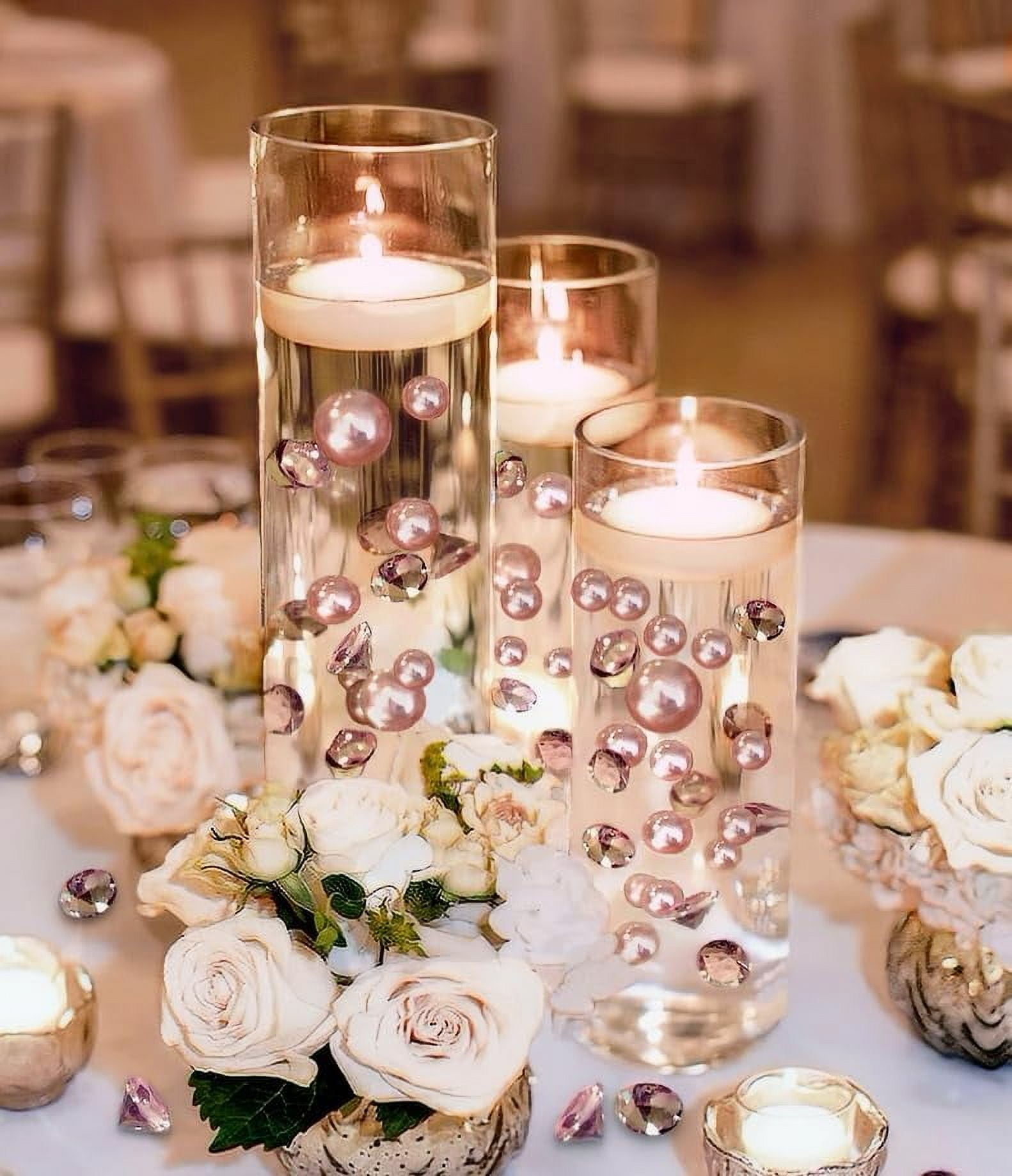 200 Floating Rose Gold Pearls with Matching Sparkling Gems-Jumbo Sizes ...