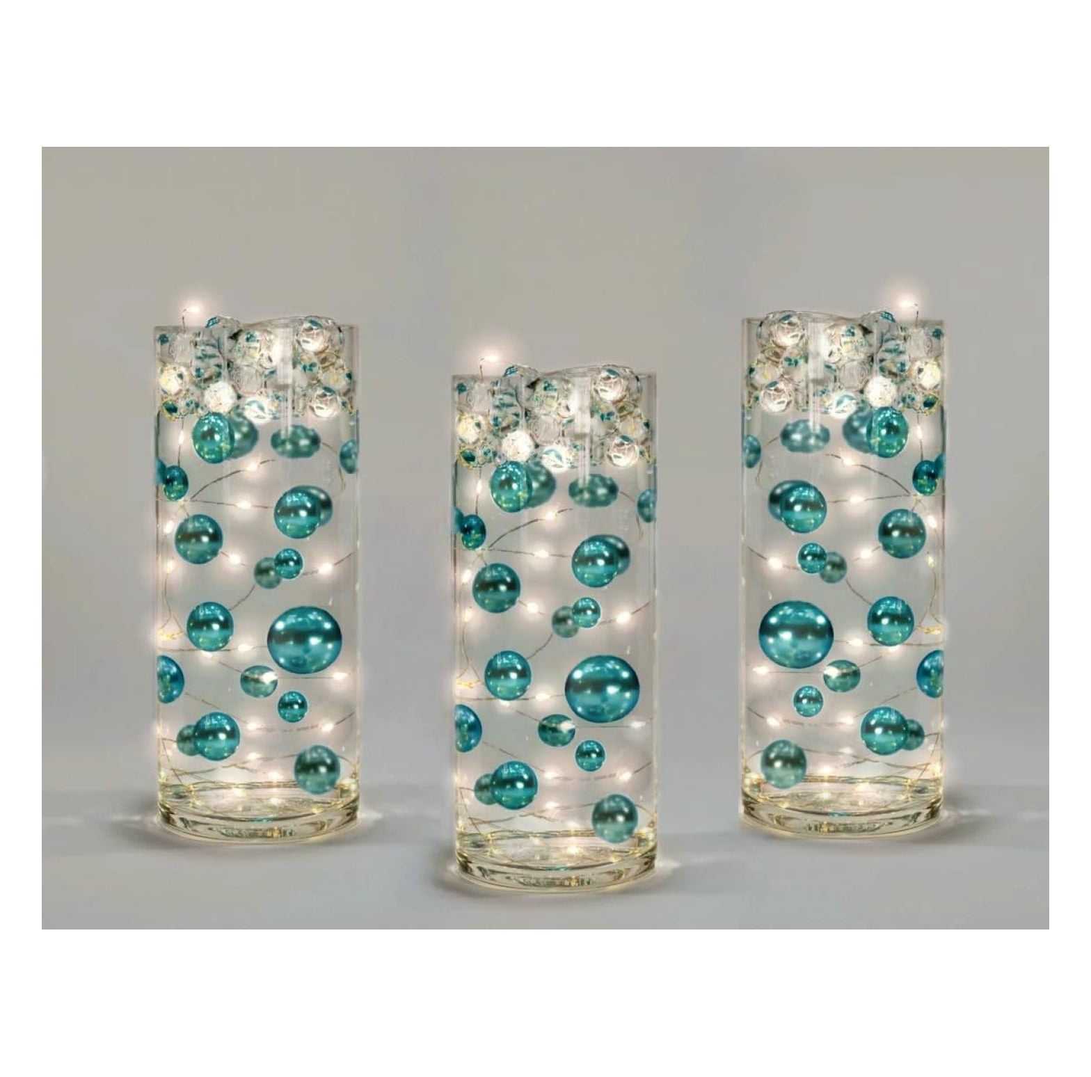 200 Floating Turquoise Blue Pearls with Sparkling Gems-Fills 4 Gallons ...