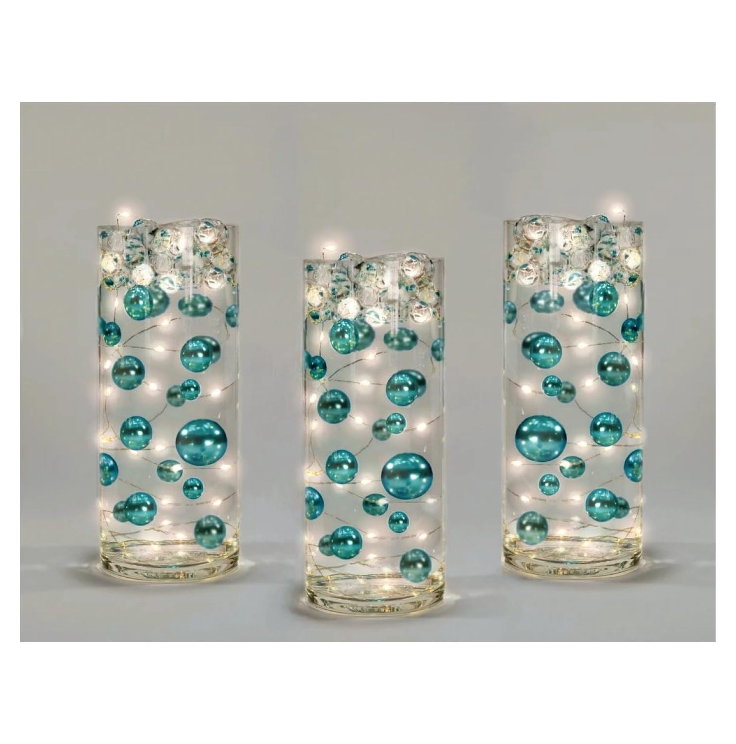 200 Floating Turquoise Blue Pearls with Sparkling Gems-Fills 4 Gallons ...