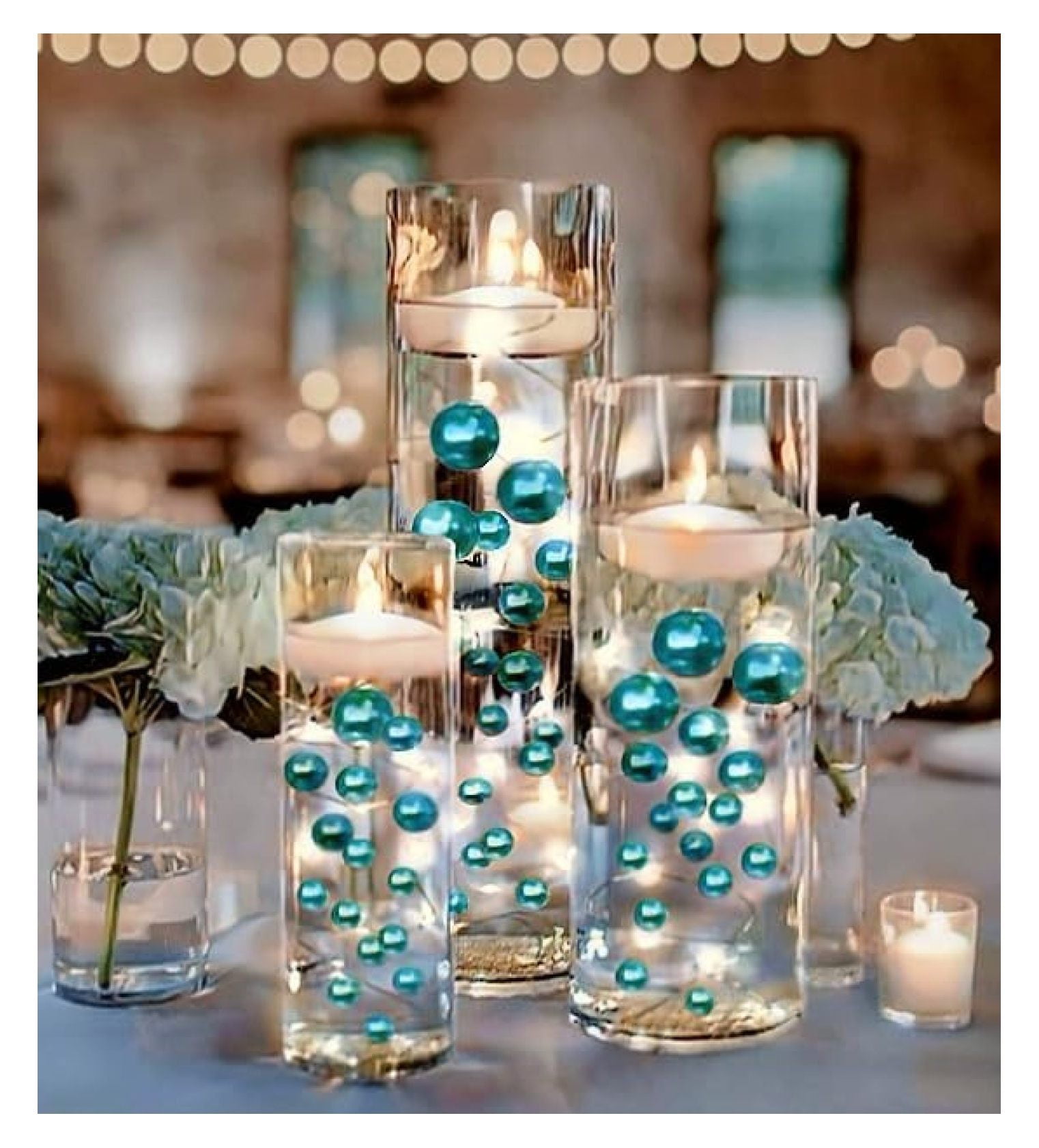200 Floating Turquoise Blue Pearls with Sparkling Gems-Fills 4 Gallons ...