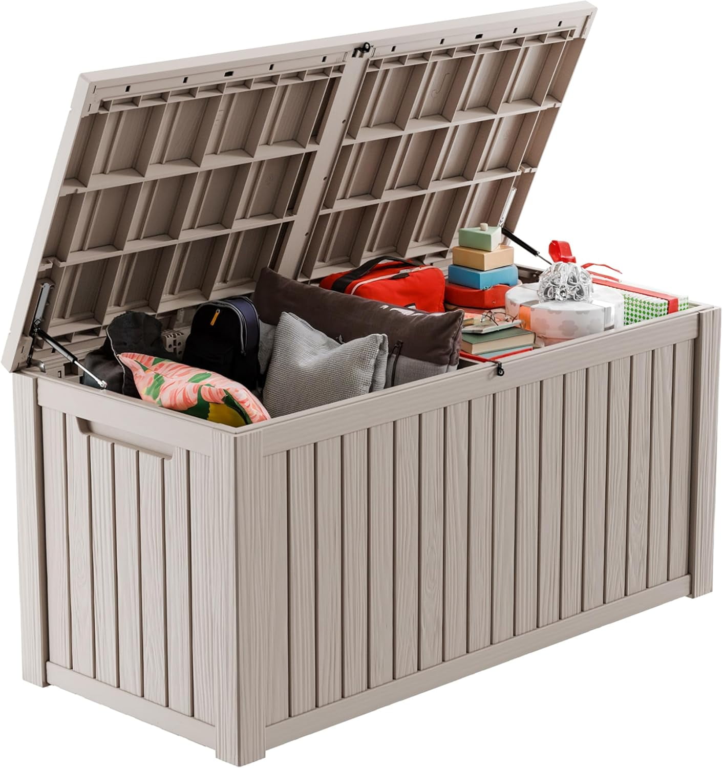 200 Gallon Large Deck Box,Resin Outdoor Storage Box with Lockable for ...