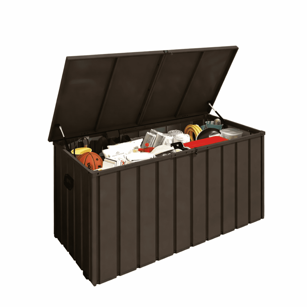 200 Gallon Patio Deck Box, Metal Outdoor Storage Box with Lockable Lid ...