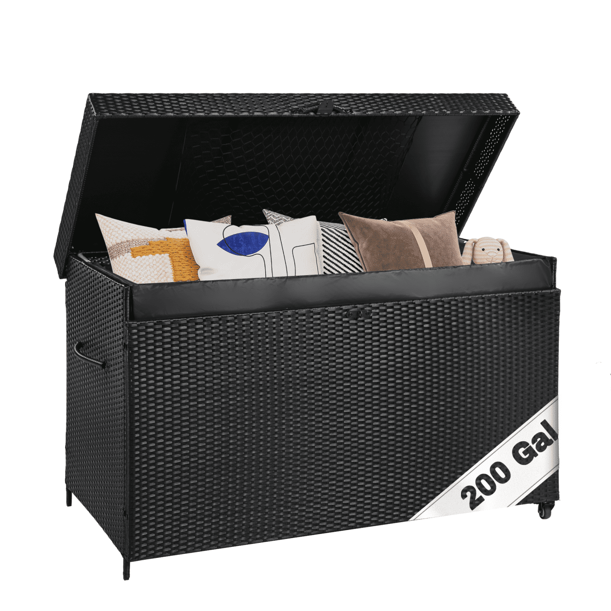 200 Gallon Wicker Deck Box, Waterproof Outdoor Storage Box with ...