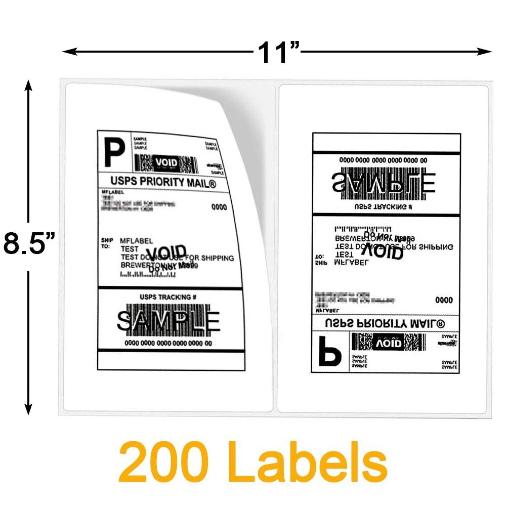 200 Half Sheet Shipping Labels 8.5X5.5 Rounded Corner Self Adhesive 2 Per Sheet - Walmart.com