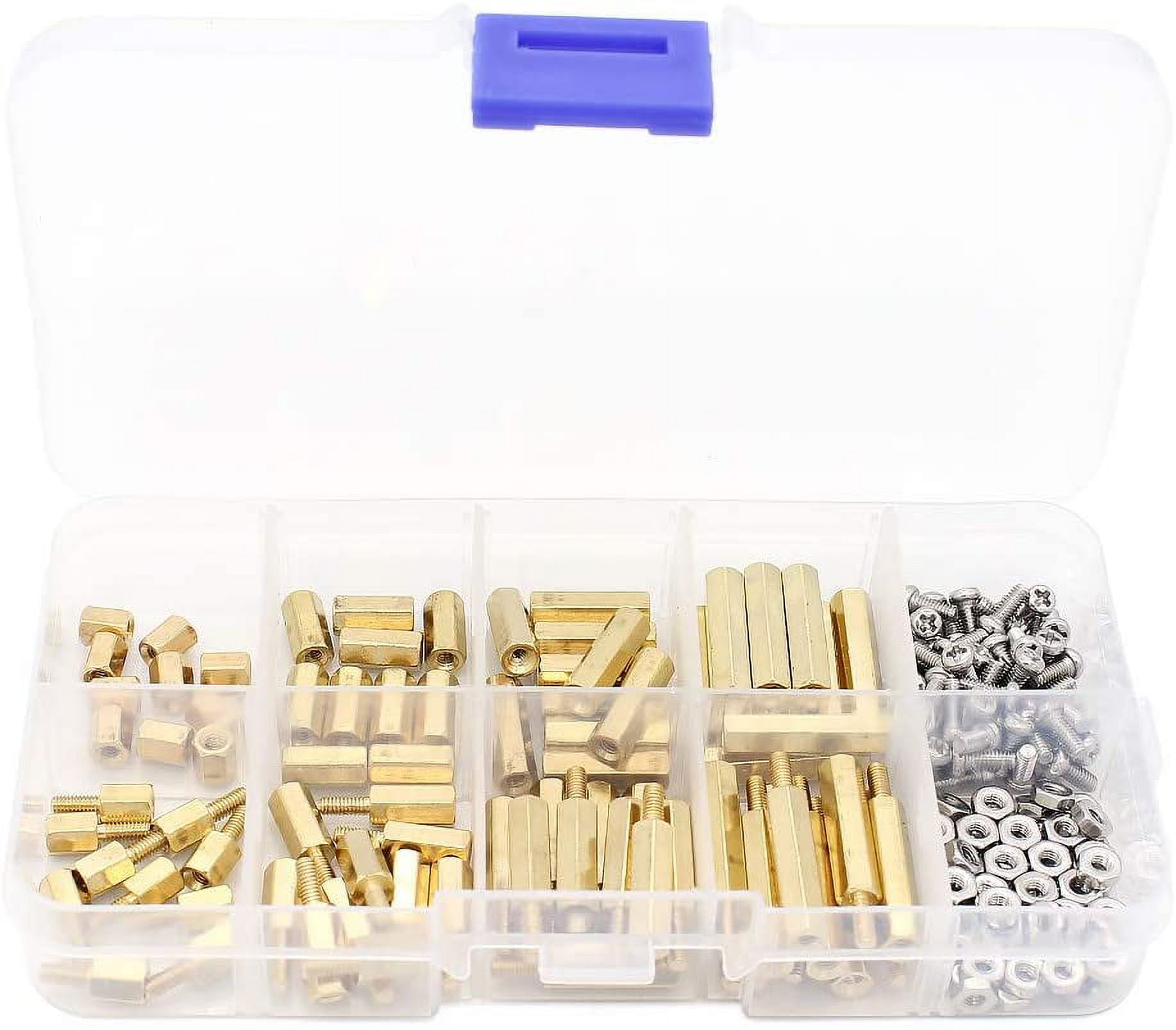 200 Hexagonal Copper Bolts, M2.5 Male/Female Threaded Fasteners ...