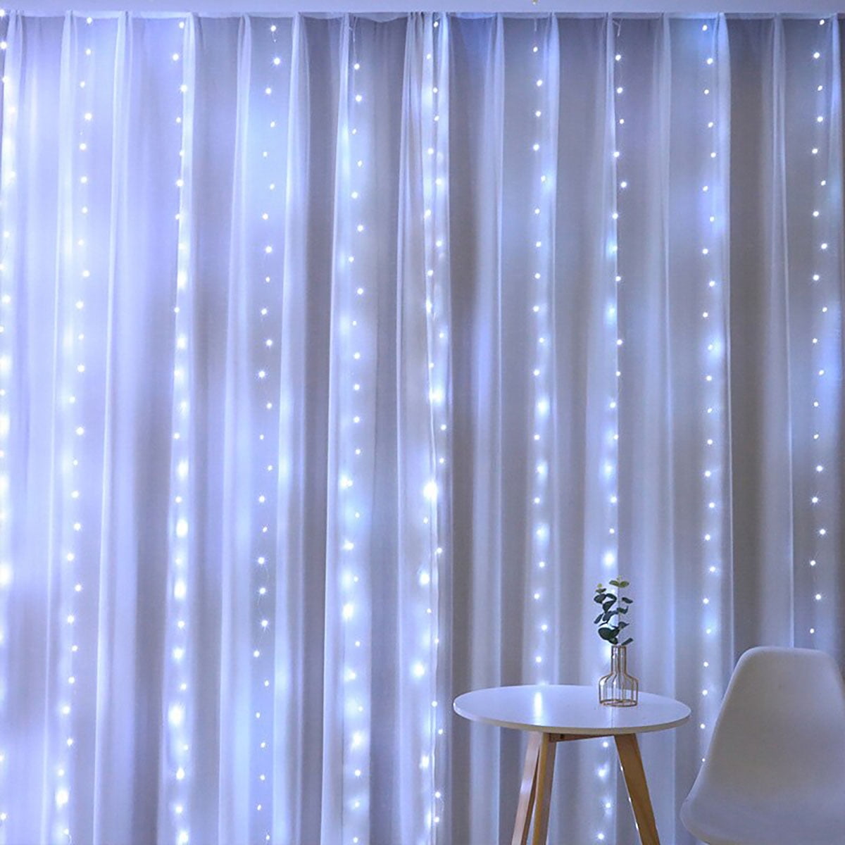 200 LED Curtain String Lights, 9.9Ft x 6.6Ft Copper Wire Window Lights ...