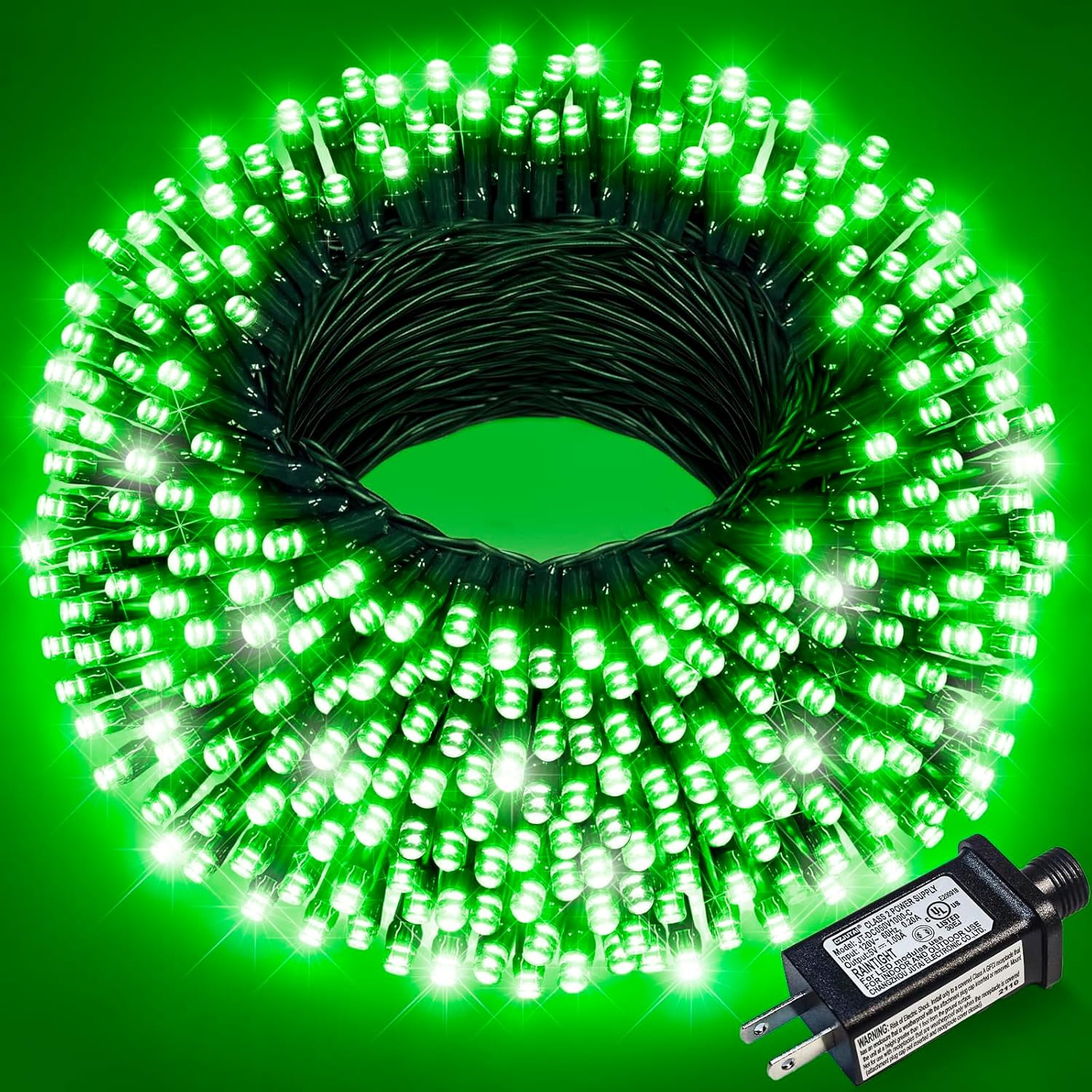 200 LED Christmas String Lights Outdoor, 66ft Expandable Green String ...