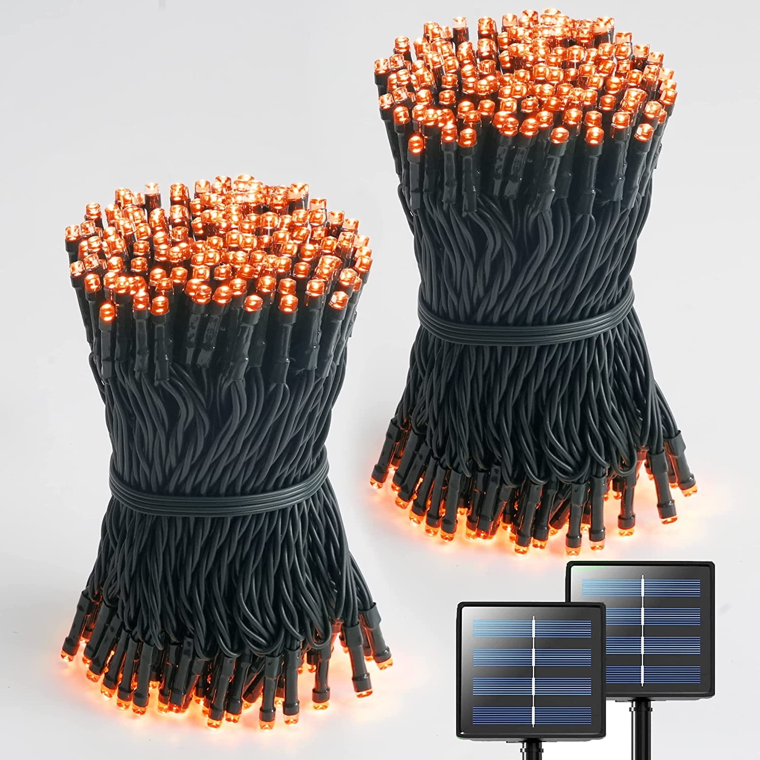 Yishankeyu 200 LED Solar Christmas Lights, Waterproof Outdoor Orange ...