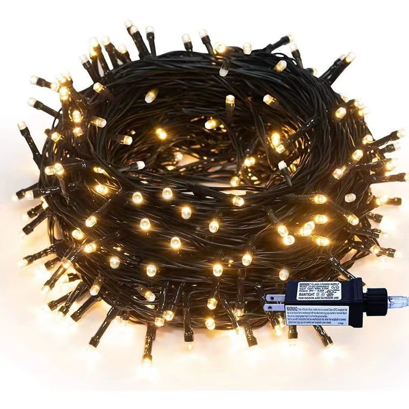 200 LED Plug in Christmas Lights Green Wire Twinkle Christmas Tree ...
