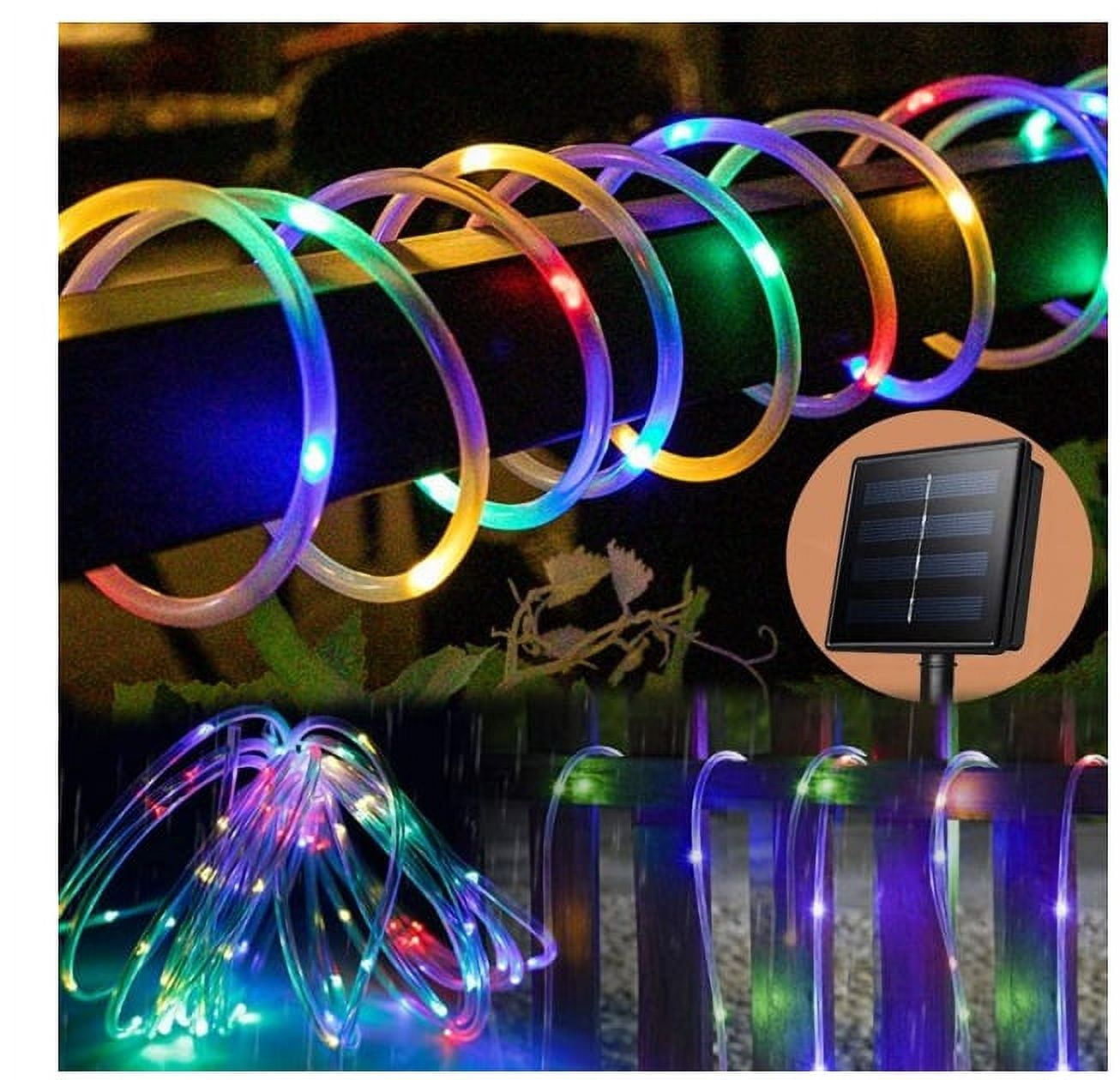 200 LED Solar Rope Lights, 66ft 8 Modes Waterproof Rope Lights Outdoor ...