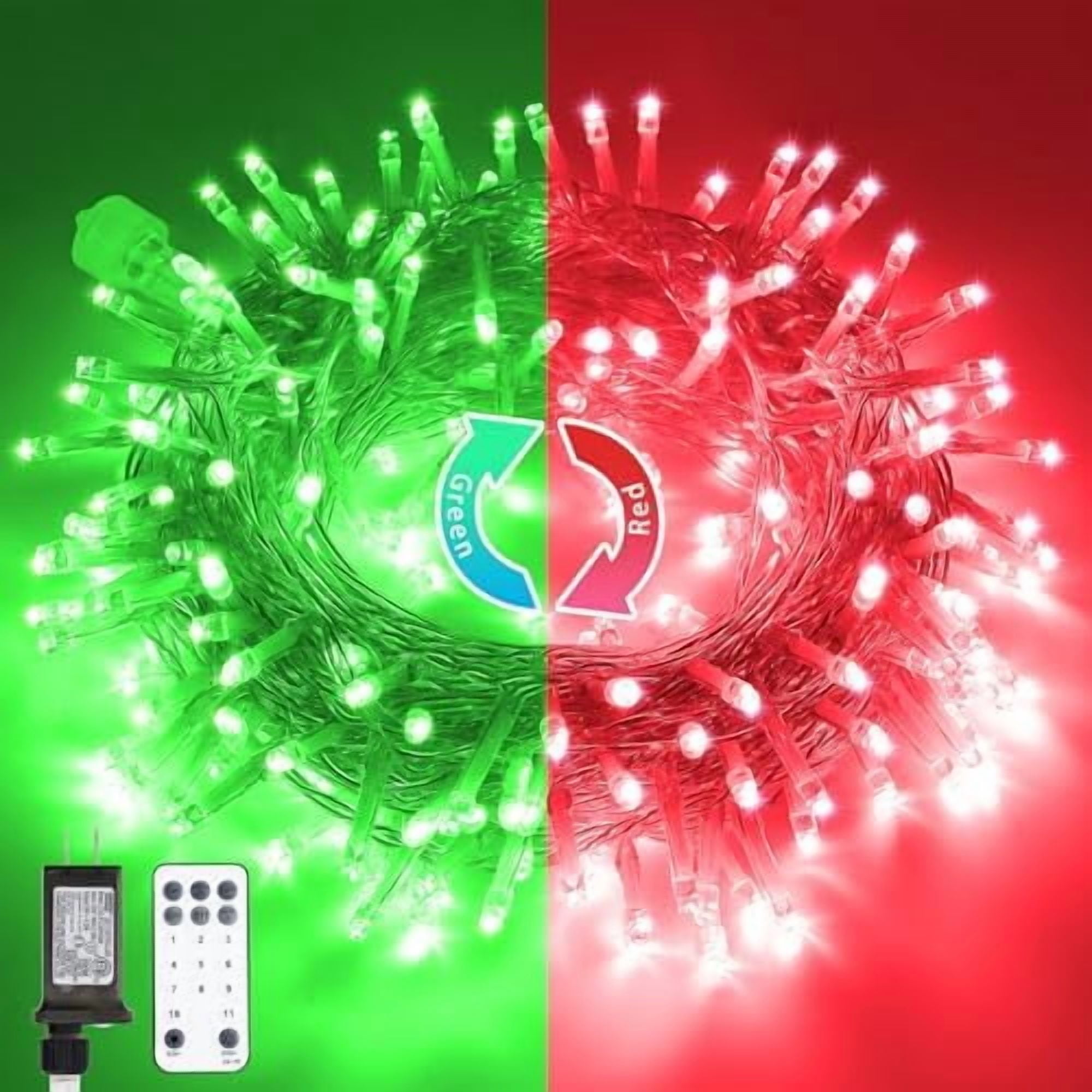 200 LED String Lights Outdoor for Christmas Decor, Red & Green ...