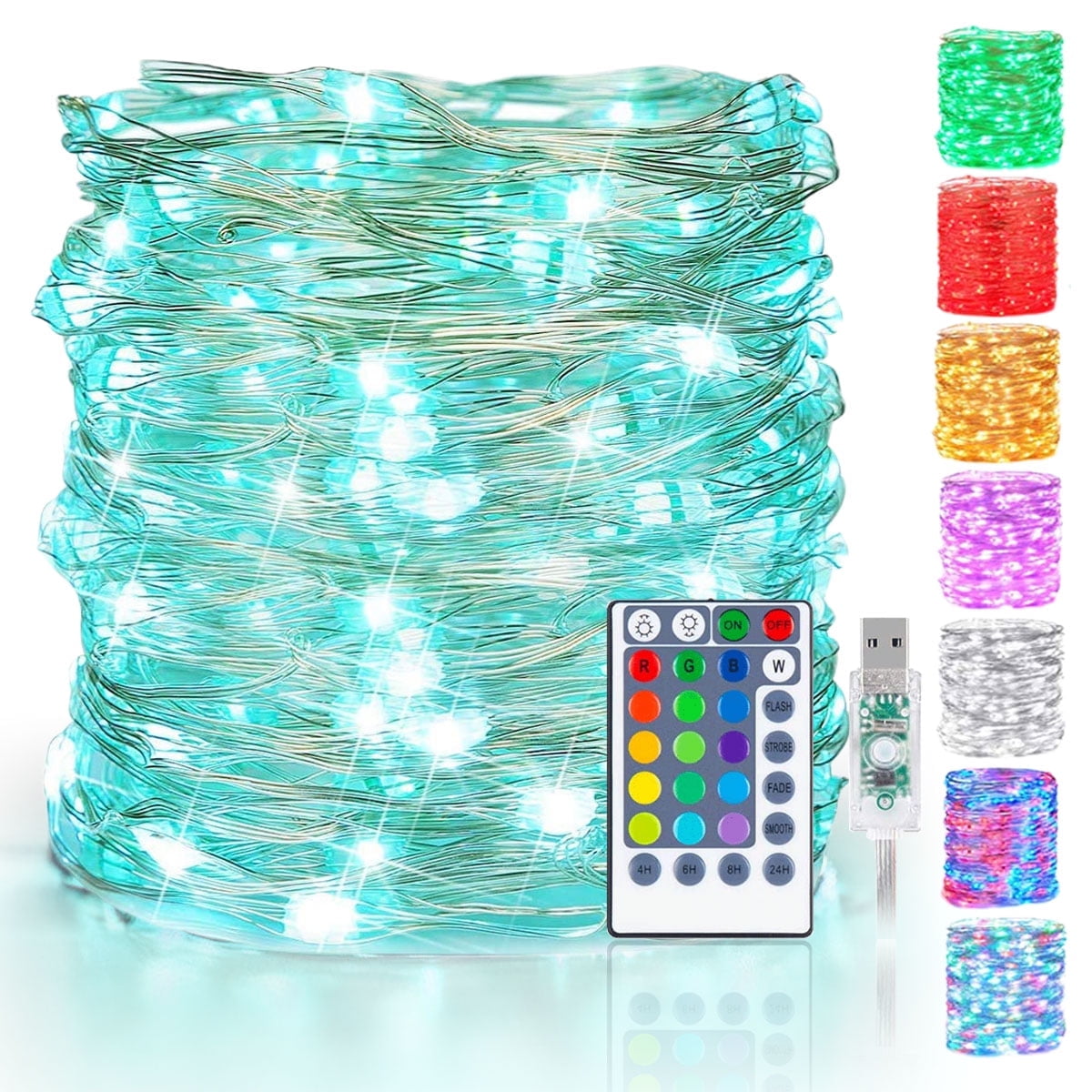 Qishi 200 LED USB Christmas Lights, 66Ft Color Changing RGB Fairy ...