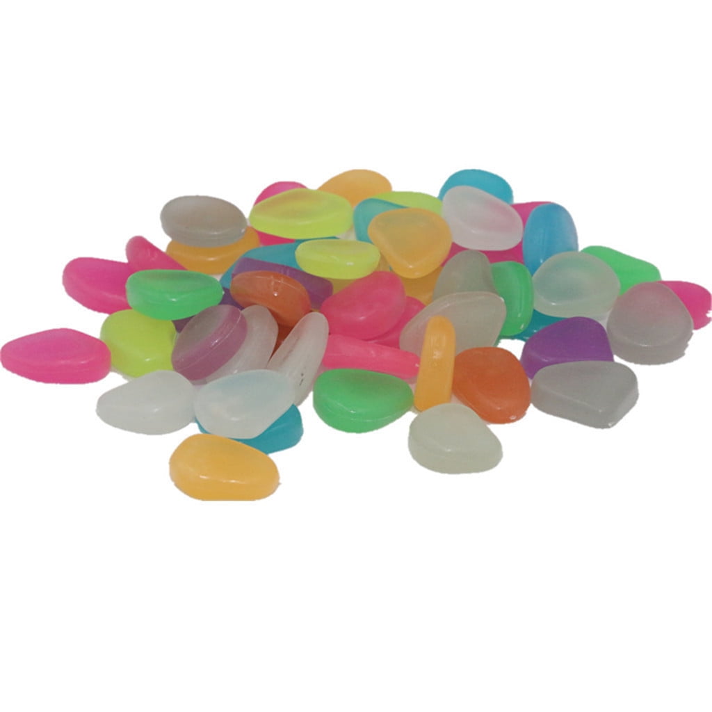200 Luminous Pebbles for Garden Decoration in Resin Glow in the Dark ...