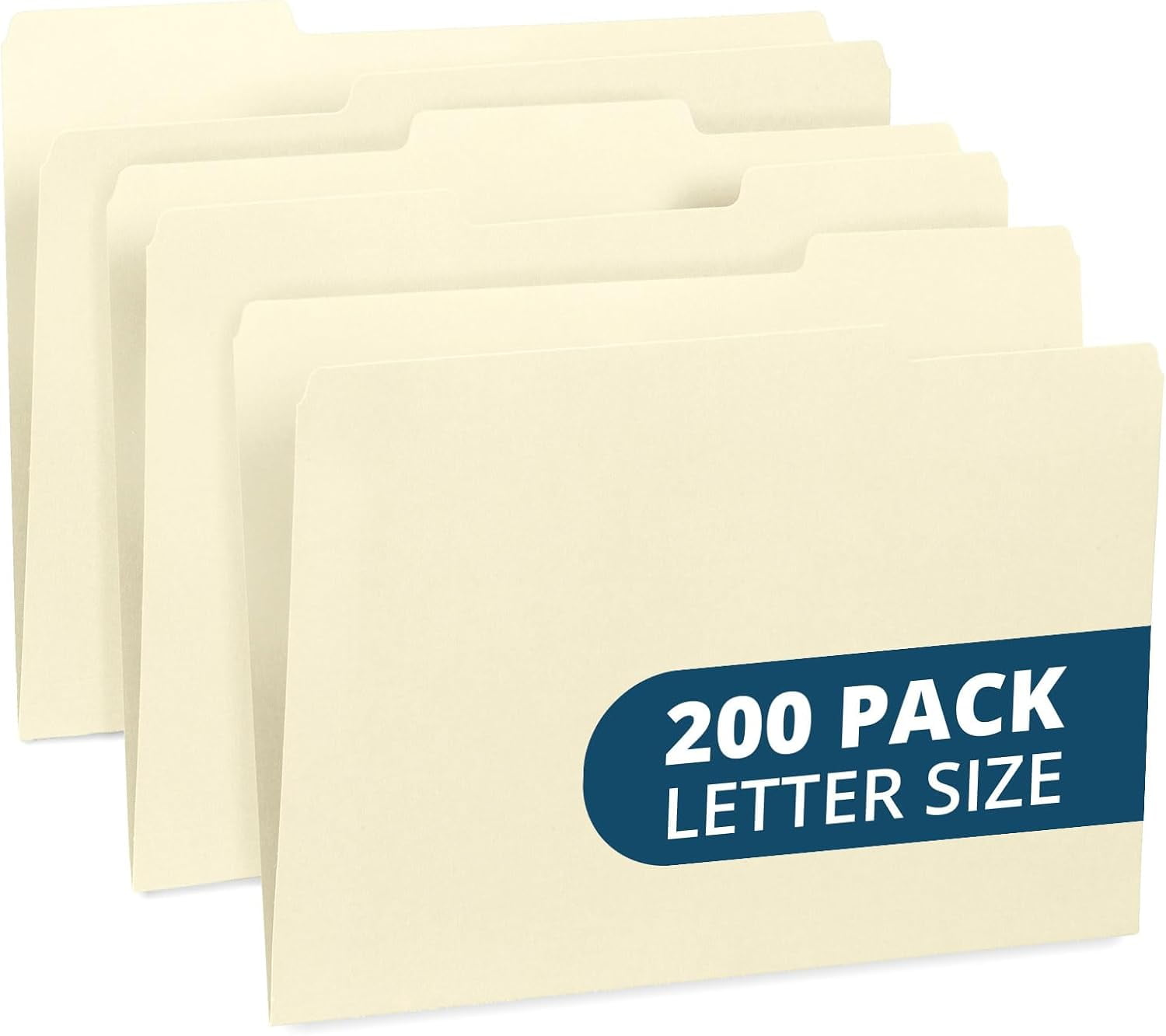 200 Manilla Folders - Letter Size File Folders with 1/3 Cut Top Tabs ...