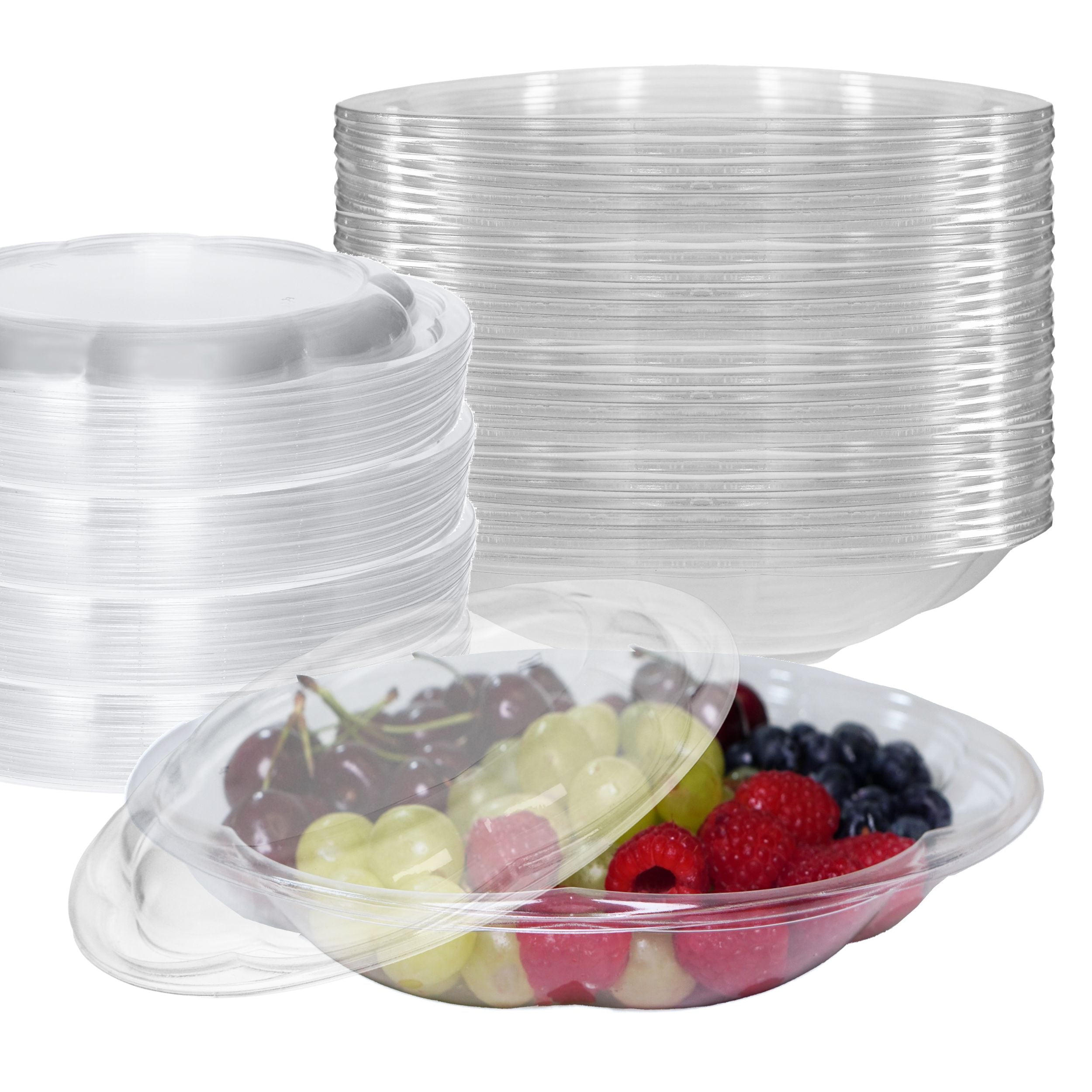 [200 PACK] 40oz Clear Disposable Salad Bowls with Lids - Clear Plastic ...