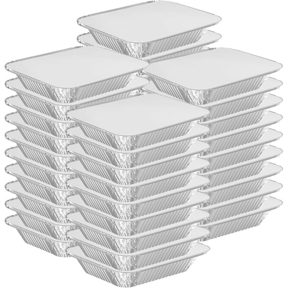 200 PACK 8.3"x6.2" Disposable Tin Foil Pans with Lids 2.25LB Aluminum ...
