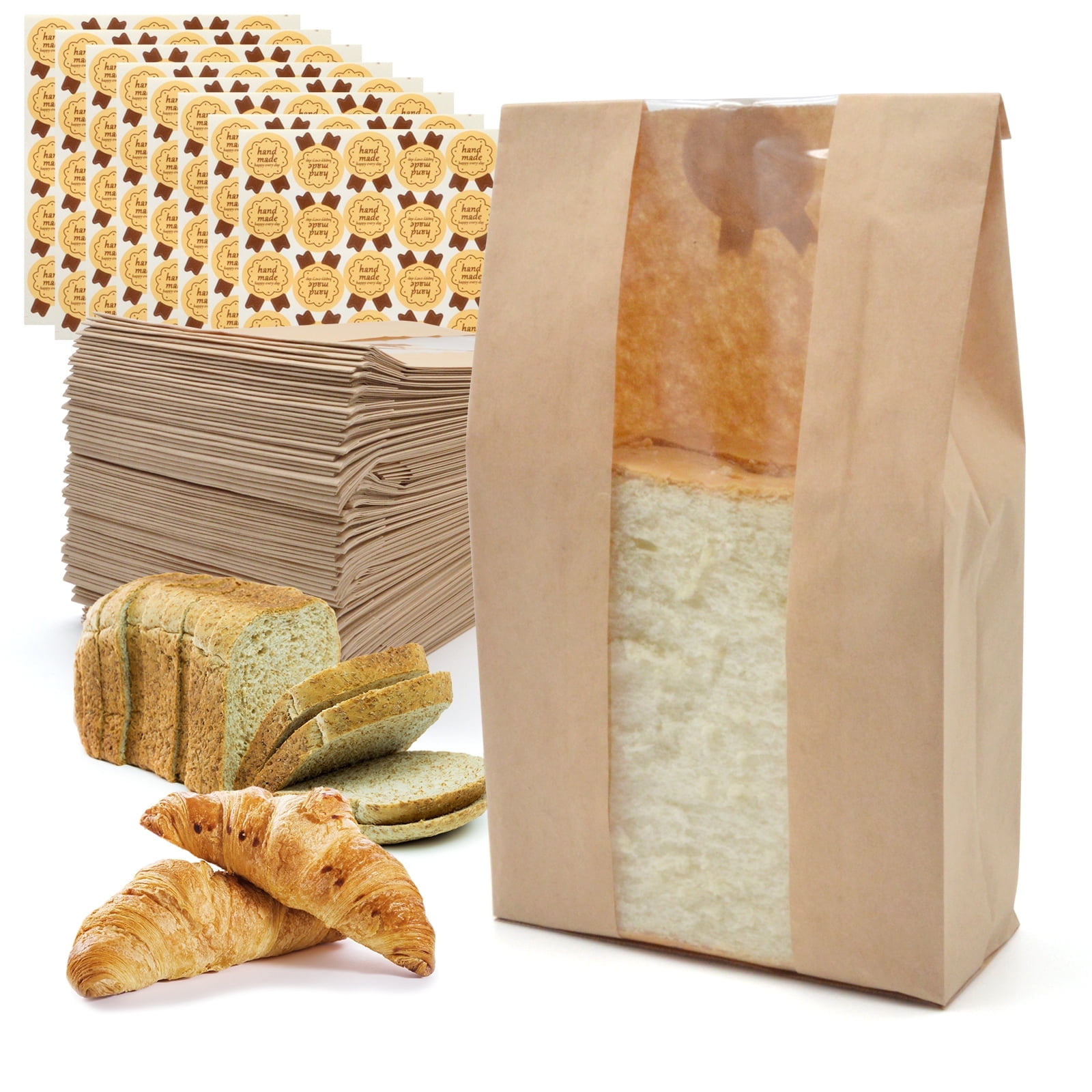 200 PACK Paper Bread Bags, Paper Bakery Bags Kraft Paper Bread Loaf ...