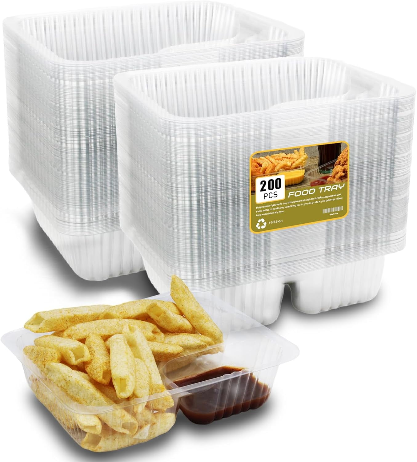 200 PC Nacho Trays Disposable, 12oz Plastic Nacho Containers with Chip ...